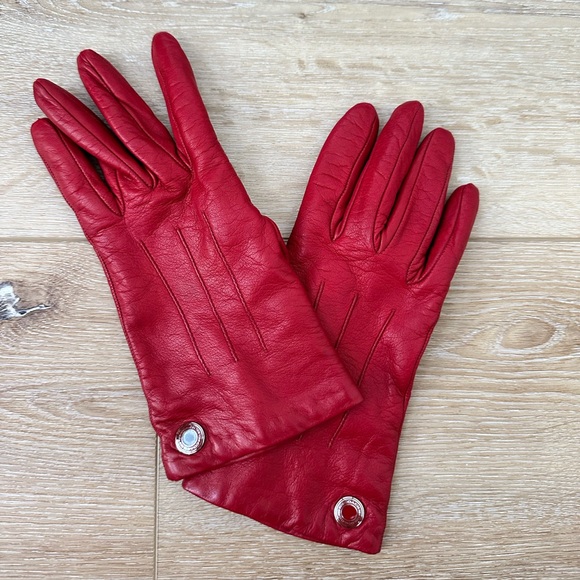 Coach | Accessories | Coach Red Leather Cashmere Lined Gloves | Poshmark